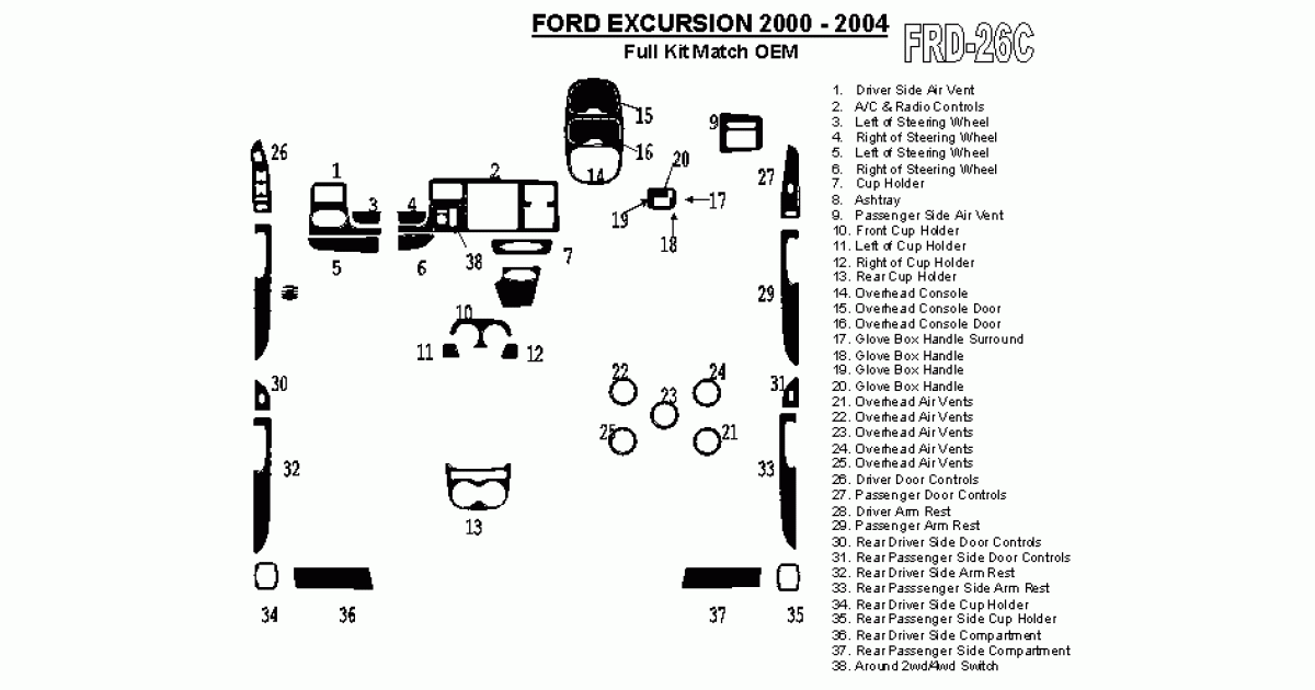 Ford Excursion 2000 - 2004 Dash Trim Kit