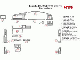 RHD Dash Trim Kits for Toyota 4Runner 1990 - 1995